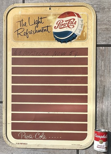 Vintage Pepsi Cola Light Refreshment Menu Board Metal Sign Stout Sign ...