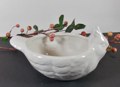 Bowl Ceramic Candy Dish Bird Cardinal White Gold Trim | eBay