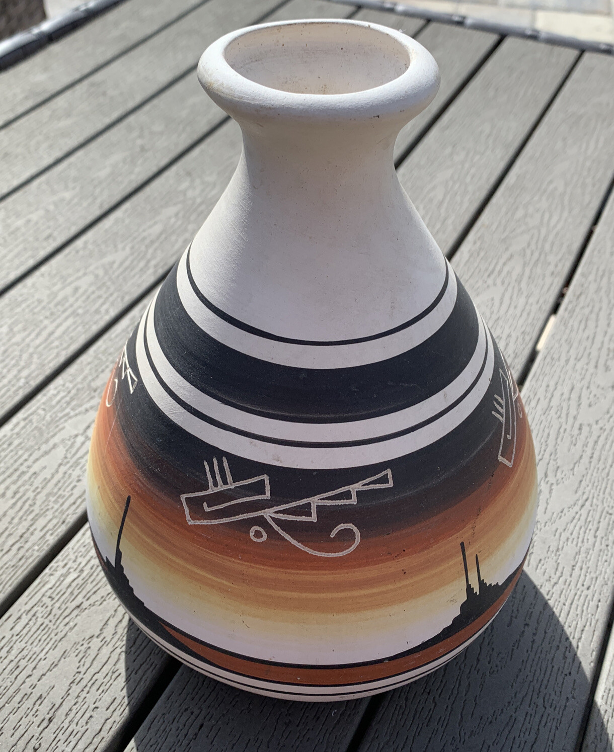 VTG NAVAJO POTTERY Signed Nez 1986 Etched Pot Vase Art Southwest Decor ...