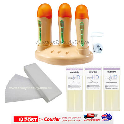 3 in One Wax Warmer Kit Roll On Cartridge Heater + NEW Caronlab ProHD ...