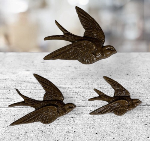 Vintage 1980s Burwood Set of 3 Brown Plastic Wall Hanging Flying ...