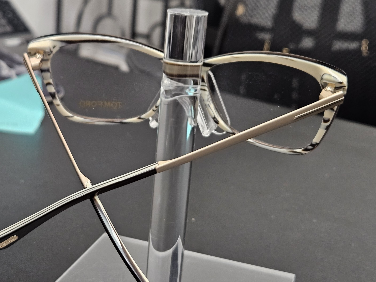 NEW TOM FORD TF 5353 050 BROWN ON IVORY HORN/MATTE GOLD AUTHENTIC ...