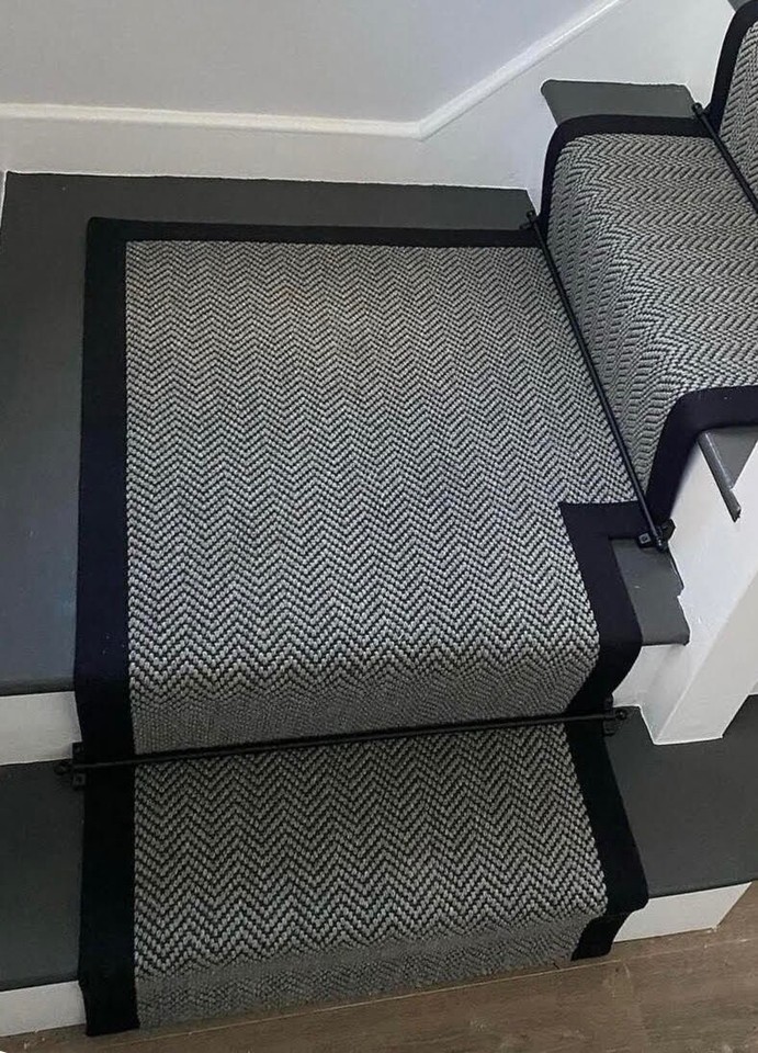 Herringbone Java Stair Runner With 100% Cotton Black Border | eBay UK