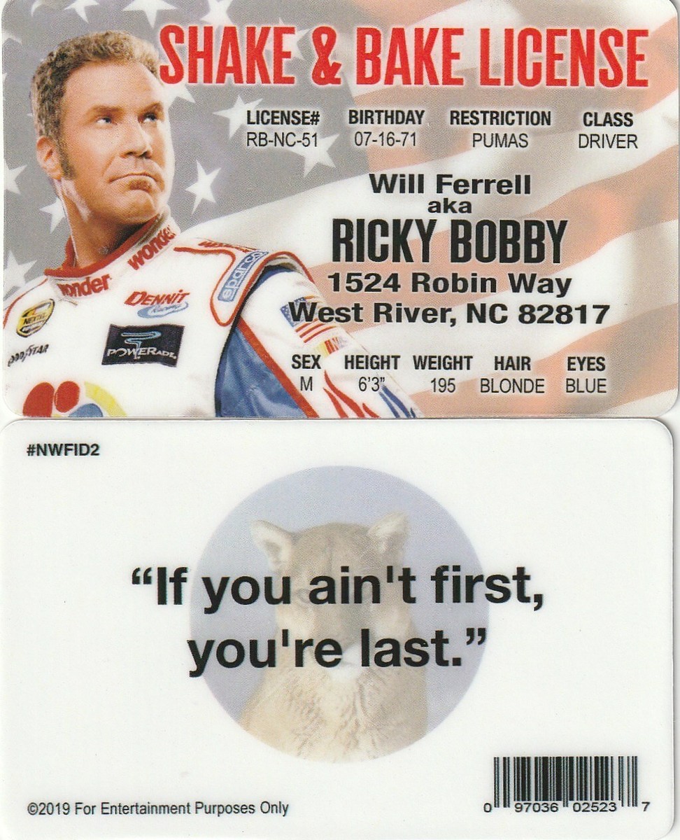 Ricky Bobby Drivers License Will Ferrell Characters: Ricky Bobby Film: