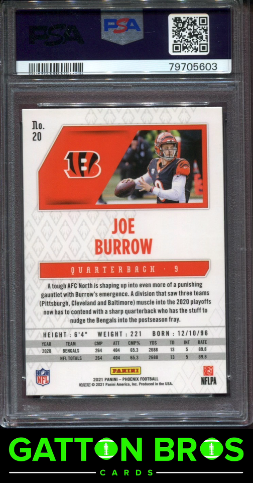 2021 Phoenix Joe Burrow Fire Burst #20 PSA 10 GEM MINT | eBay
