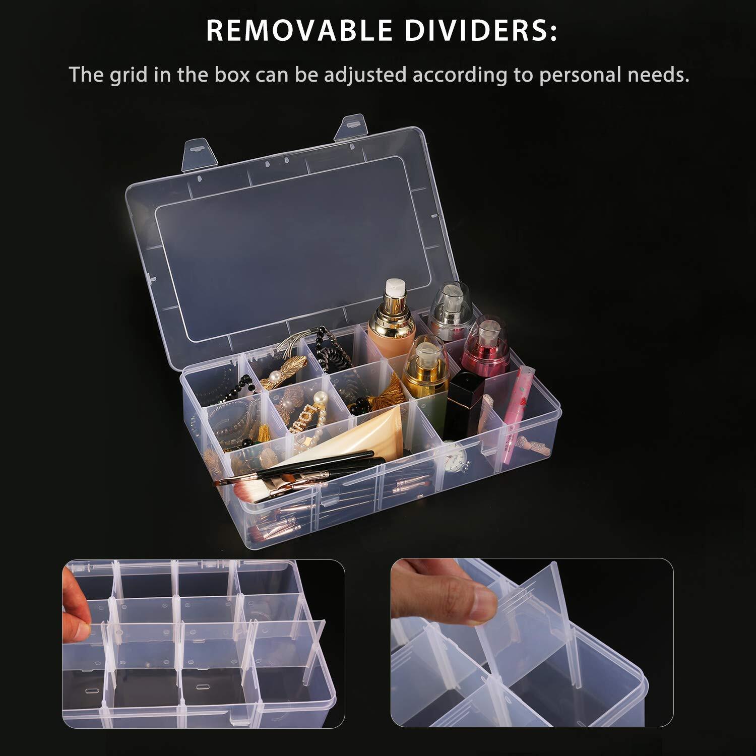 2 Pack Large 15 Grid Organizer Box Storage Container for Craft Beads ...