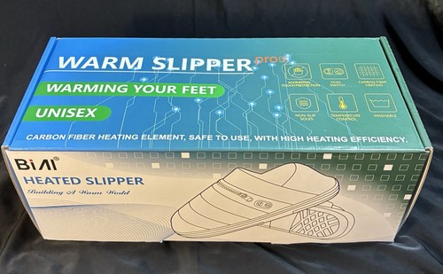 New BIAL Heated Slippers Black Large L M 9-11.5 Rechargeable Battery ...