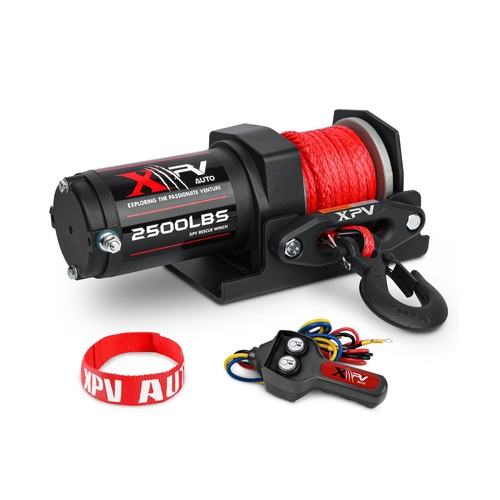 2500lbs Electric Winch 12V Synthetic Rope Nylon Towing Winches for ATV ...