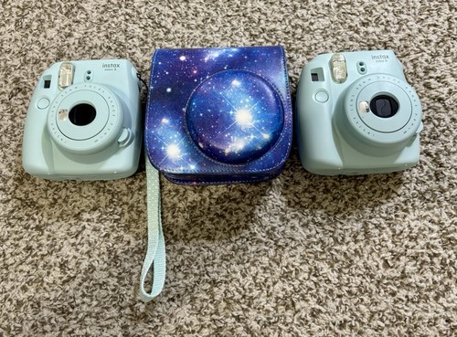 2x FujiFilm Instax Mini 9 Instant Film Camera Ice Blue with Strap ...