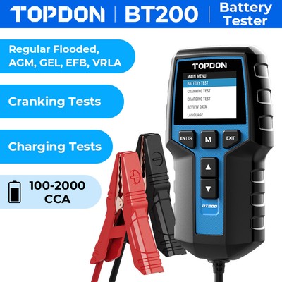 2024 TOPDON BT200 12V Car Truck Battery Tester AGM GEL Lead Acid ...