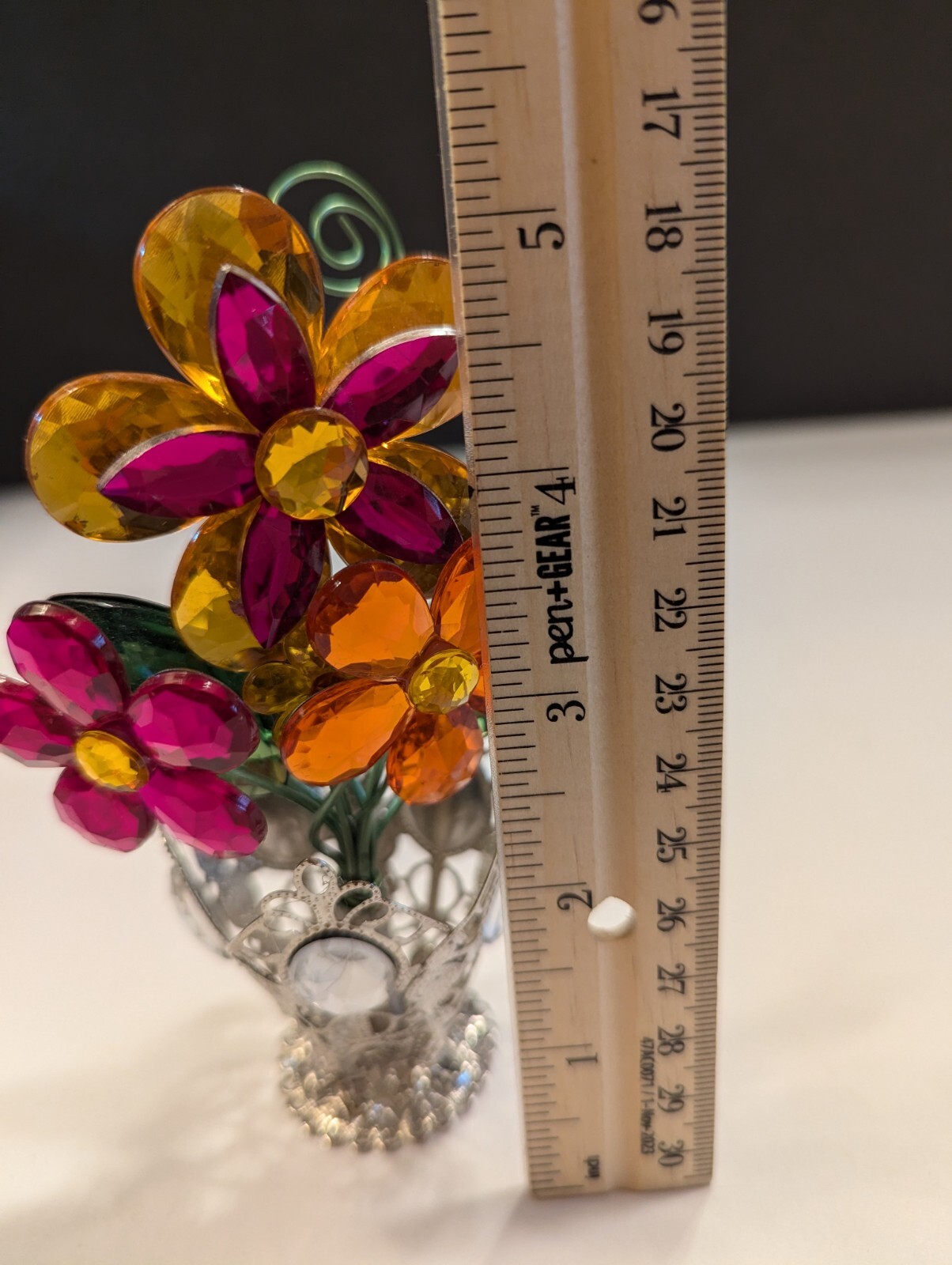 Set Of 3 Crystal Expressions Acrylic Posy Pots & Filigree Basket Floral ...