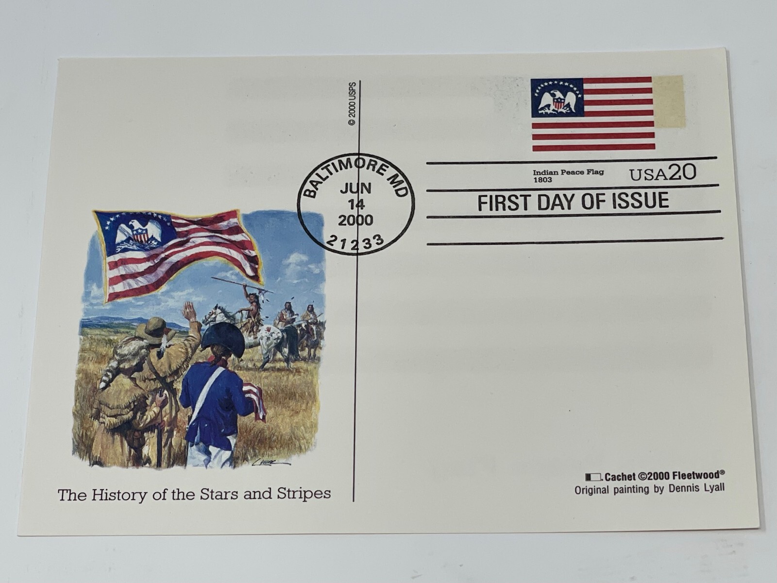 'Stars and Stripes' Indian Peace Flag 1803, 20 Cent First day Post Card ...