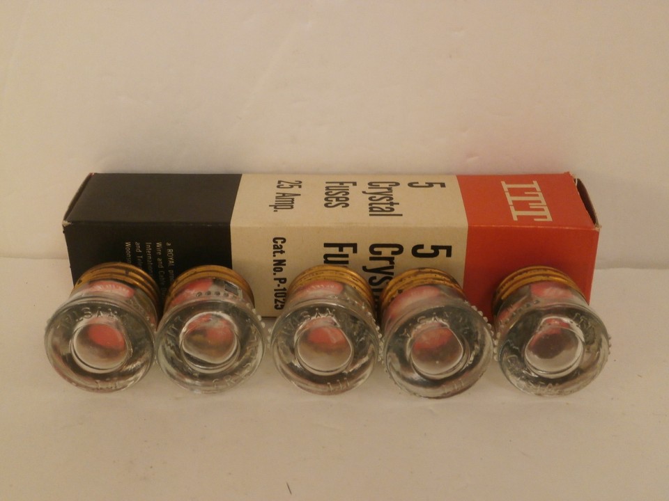 ITT BOX OF 5 CRYSTAL FUSES 25 AMPS P-1025 *NEW SURPLUS IN BOX* | eBay