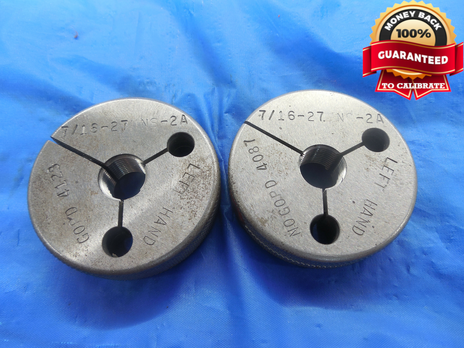 7/16 27 UNS 2A LEFT HAND THREAD RING GAGES .4375 GO NO GO P.D.'S ...