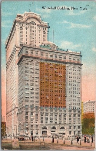 Vintage 1912 New York City Postcard "Whitehall Building" Street Scene ...