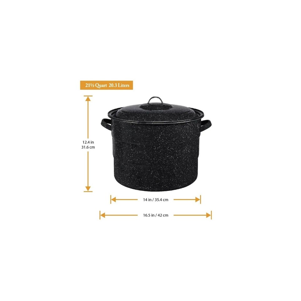 Granite Ware 21.5-Quart Water Bath Canner with Jar Rack (Speckled Black ...