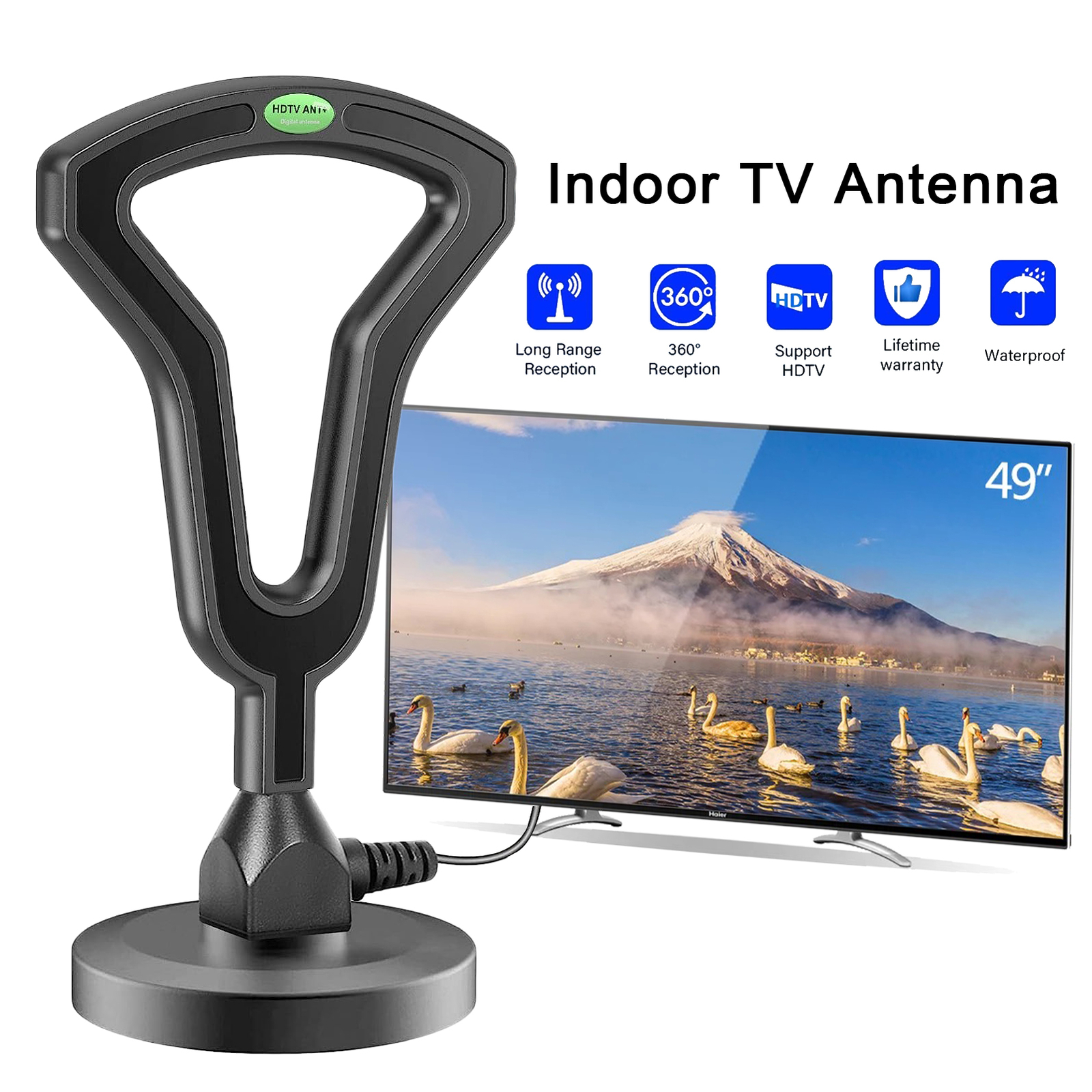Easy Connection TV Antenna Aerial Indoor Digital Signal Amplified ...