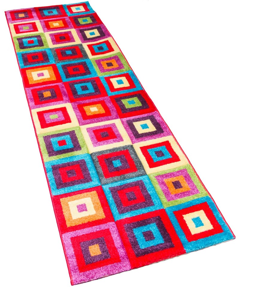 Multi Coloured Rugs Runners Carpet Rainbow Design Mat Hand Carved ...