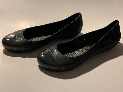 Crocs Womens Ballet Flats Cap Toe Slip On Flat Comfort Shoes Black Size ...