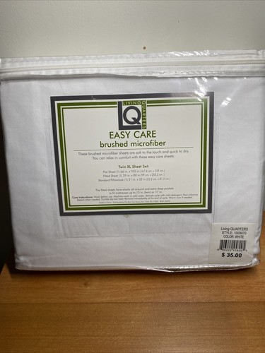 Living Quarters Easy Care Brushed Microfiber Twin XL Sheet Set WHITE ...