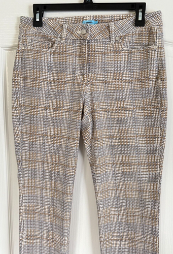 J. McLaughlin Lexi Plaid Jeans Denim Slim Mid Rise Cotton Stretch Beige ...