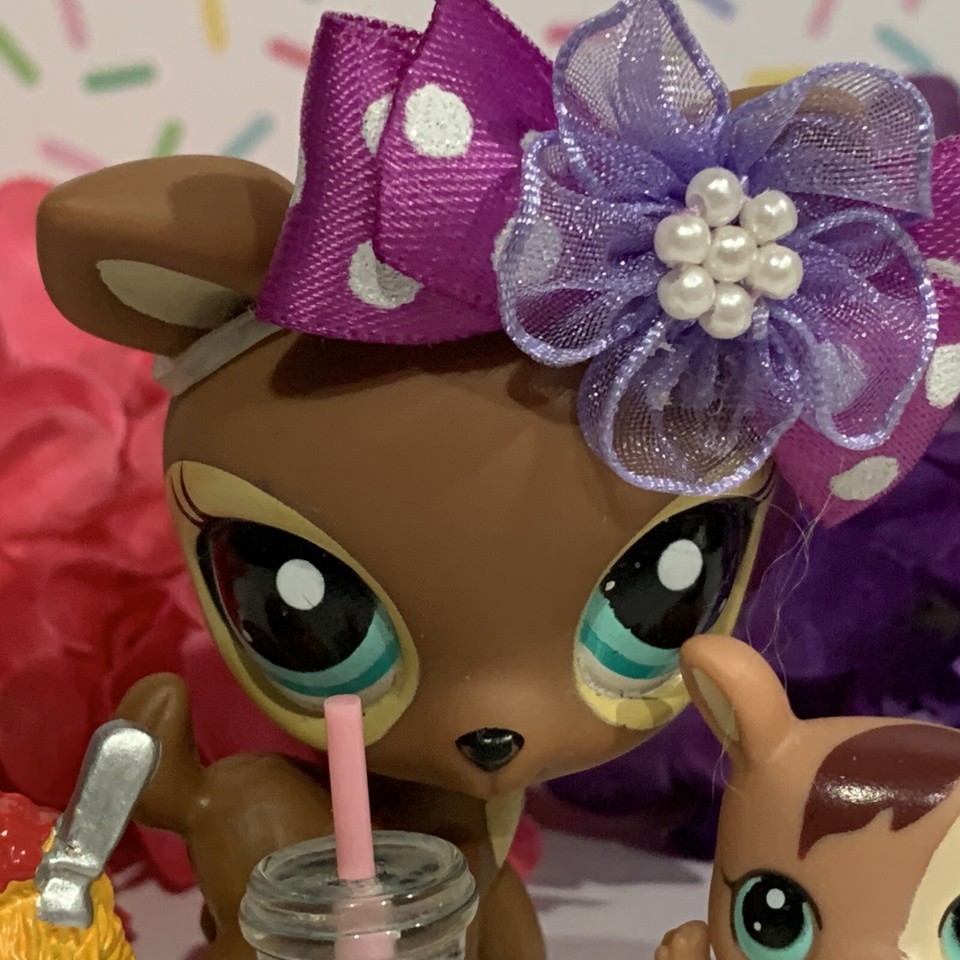 Authentic Littlest Pet Shop LPS #3583 3584 Mommy Baby Bambi Fawn Deer ...