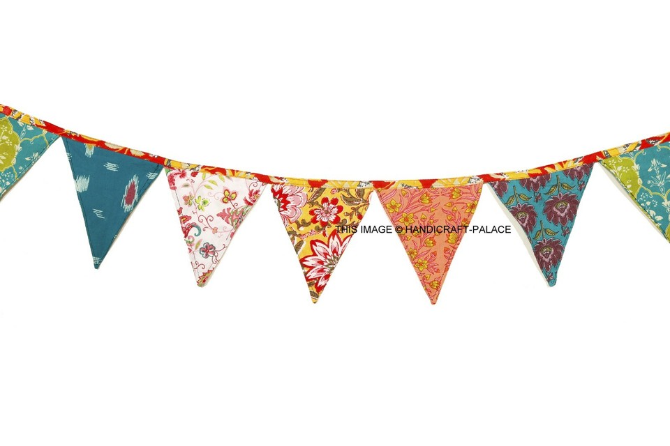 3 M Floral Colorful Fabric Flags Bunting Pennant Wedding Party Home ...