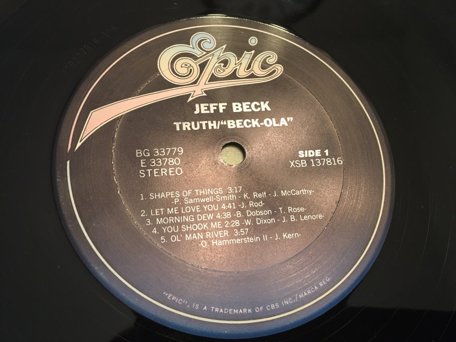 JEFF BECK / 2X VINTAGE VINYL LP / TRUTH / BECK-OLA / EPIC 33779 ...