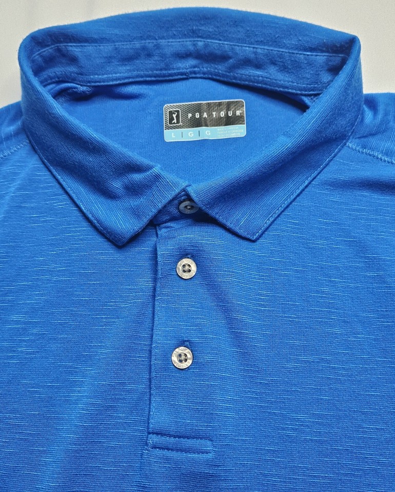 Mens PGA Tour Long Sleeve Blue Golf Polo Shirt Size Large - NICE | eBay