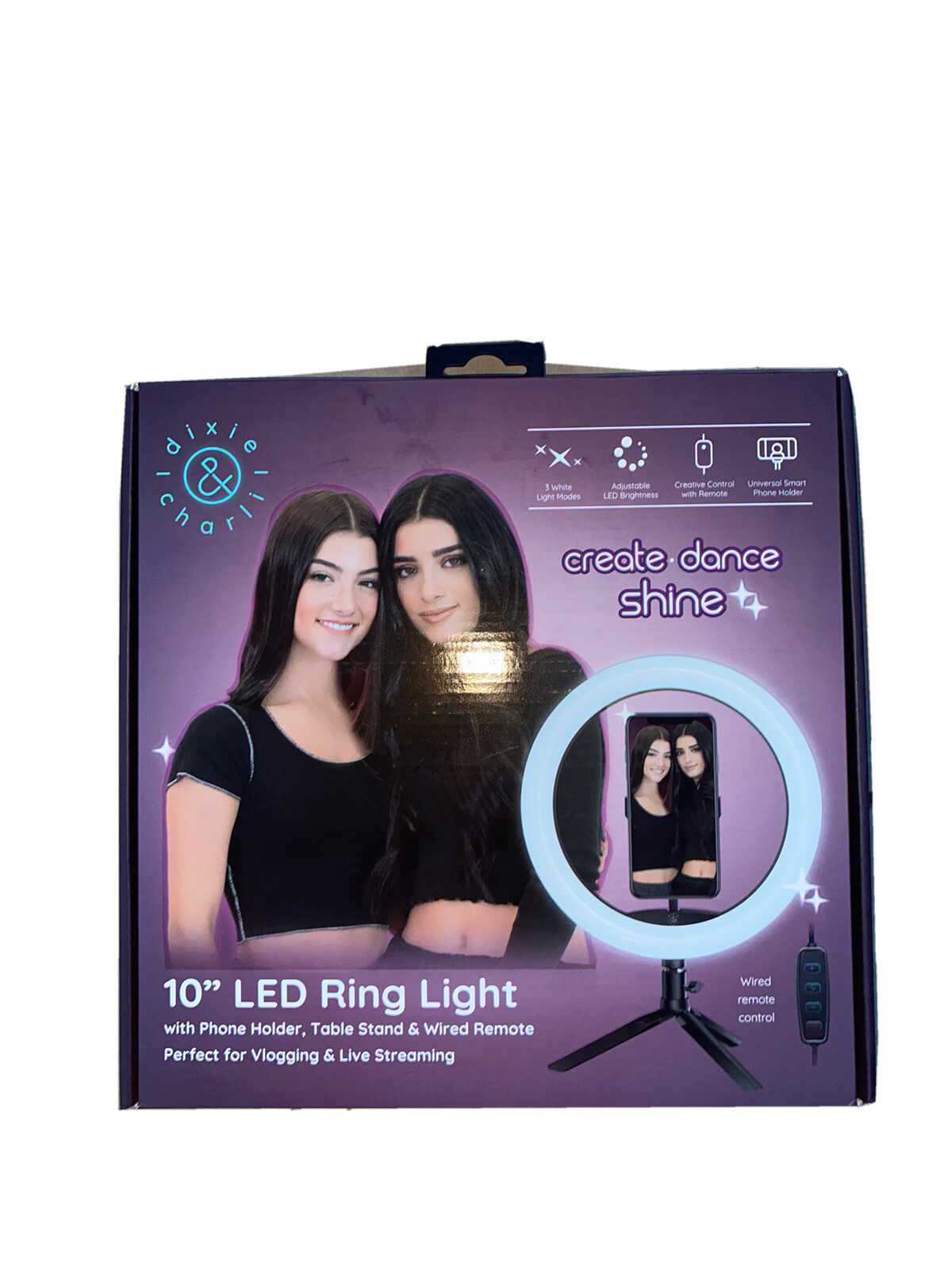 Dixie & Charli - Selfie / Vlog LED Circle Ring Light with Table Stand ...