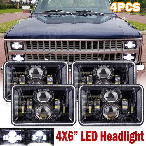 4PCS 4x6 LED Headlights Hi-Lo For 1981 1982 1983 1984 1985 1986 Chevy ...