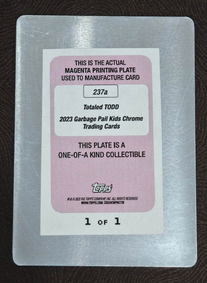 2023 Topps Garbage Pail Kids Chrome 237a Plate 1/1 Totaled TODD | eBay