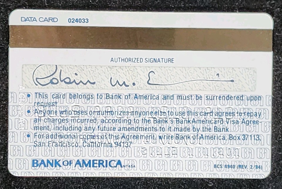 Bank Americard Visa Card exp 1985 ~ our cb1127 | eBay
