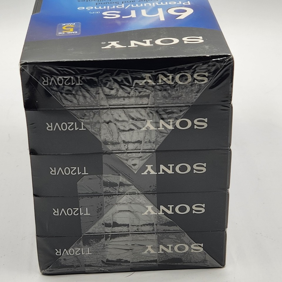 SONY 5 Pack Blank VHS Tapes 6 Hour T-120 Premium Unused Sealed | eBay