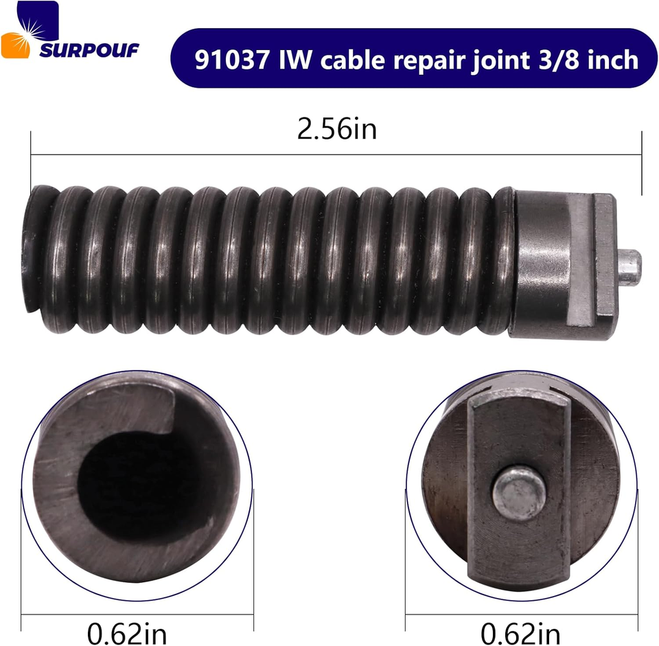 91037 IW Cable Repair Coupling 3/8-Inch Compatible with RIDGID Drain ...