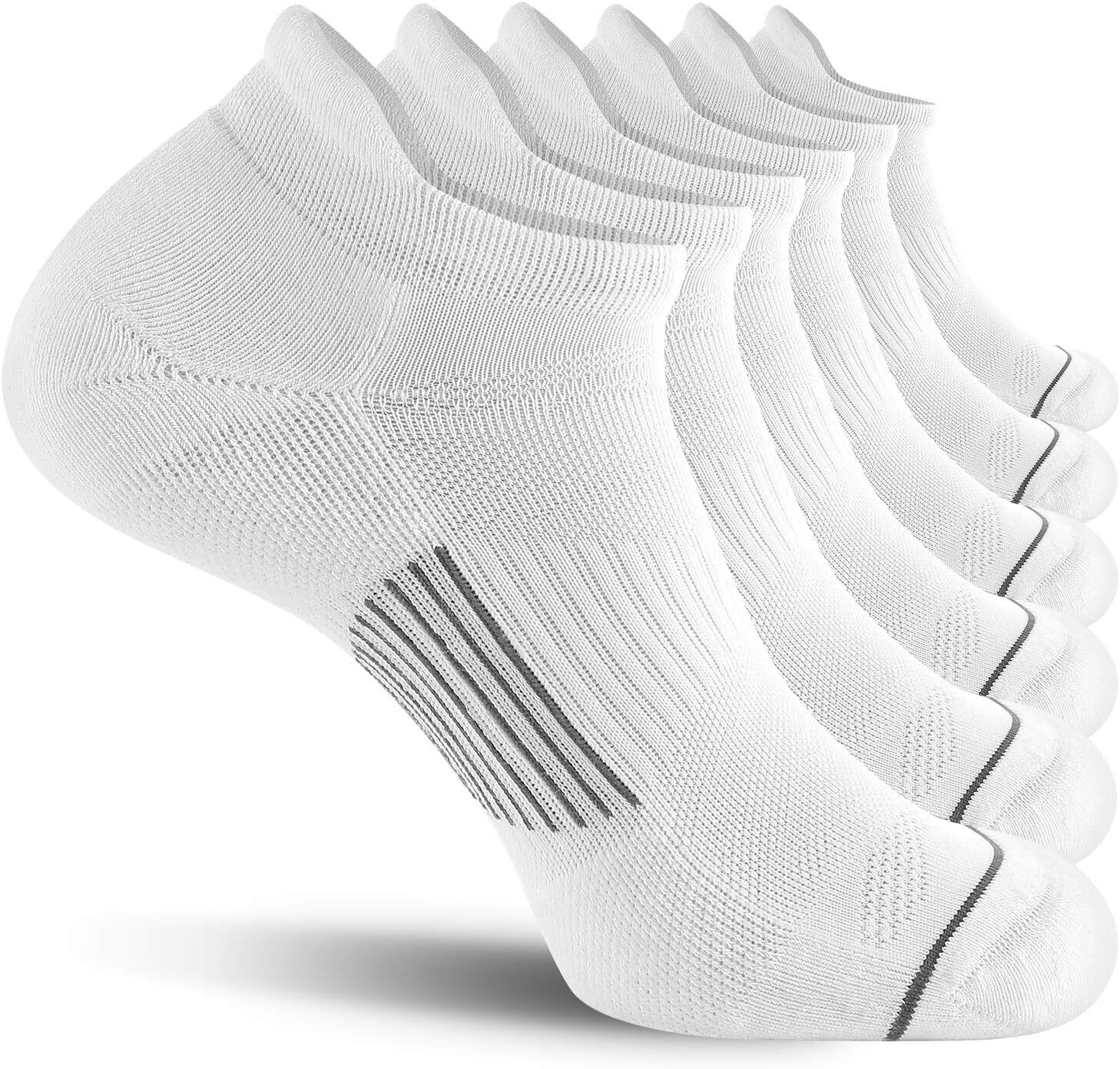 FITRELL 6 Pack Men's Ankle Running Socks Low Cut Cushioned 7-9, White ...