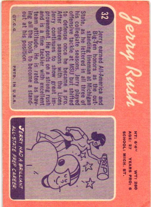 JERRY RUSH 1970 Topps Football #32 FREE SHIPPING B7R2S3P5 | eBay