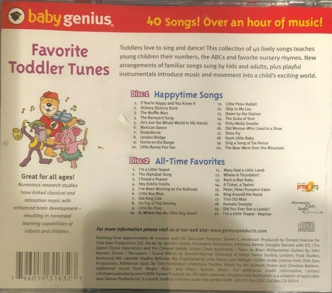 Baby Genius: Favorite Toddler Tunes by Various Artists (CD, 2007) New ...