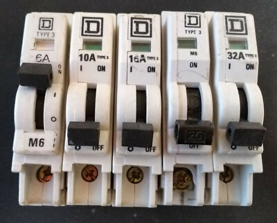 SQUARE D QOE S.P MCB's 63A, 45A, 32A, 20, 16A,10A, 6A Type 3 M6 BS3871 ...