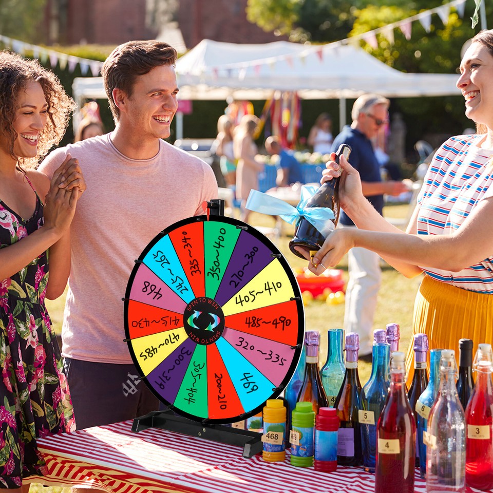 24"Color Prize Wheel Fortune Detachable Stand Carnival Spinnig Game Dry ...