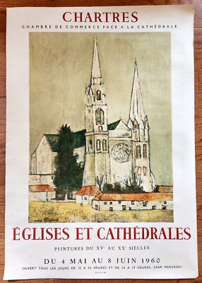 Original vintage exhibition poster - André Minaux "Chartres" cathedral ...