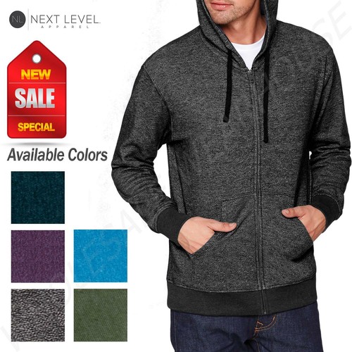 Next Level Unisex Denim Fleece Full Zip Drawcord Hoody M-9600 | eBay