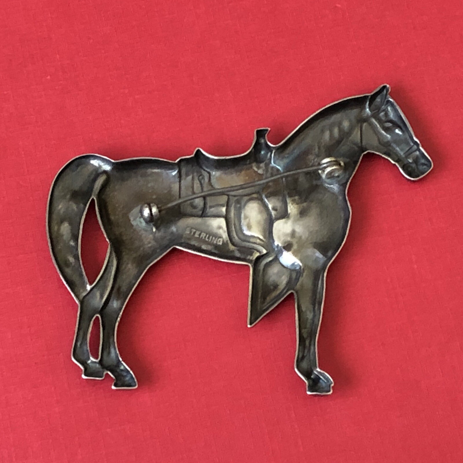 Vintage Sterling Silver Extra Large Equestrian Horse Fancy Saddle Pin ...