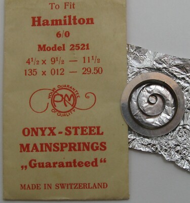 Hamilton 6/0s 2521 watch movement part blue T - end mainspring | eBay