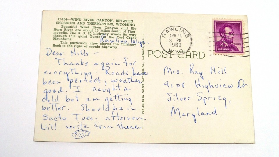 Vintage WIND RIVER CANYON Btw Shoshoni & Thermopolis Wyoming Postcard ...