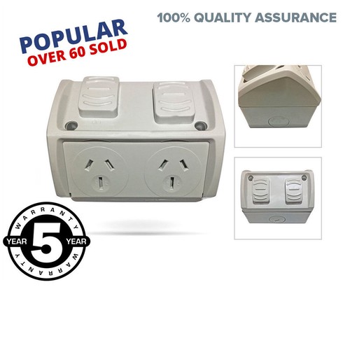 15A Weatherproof Double Power Point GPO 15 Amp Socket Waterproof | eBay ...