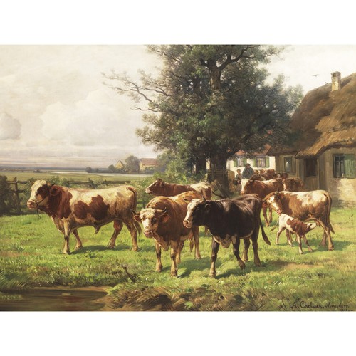 Chelius Herd Cows Dachau Pasture Painting Large Art Print 18X24" | eBay ...