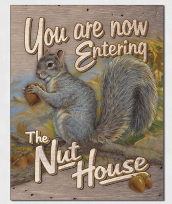 The Nut House Metal Tin Sign Humor Home Bar Shop Funny Welcome Wall ...