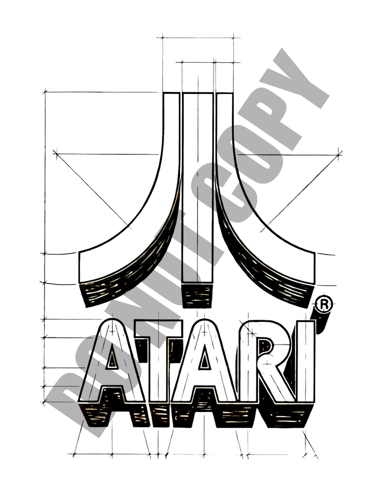 Atari Video Arcade Game Logo Design Drawing Layout Rending 8x10 Photo ...