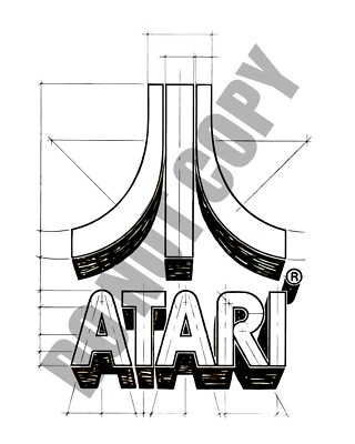 Atari Video Arcade Game Logo Design Drawing Layout Rending 8x10 Photo ...